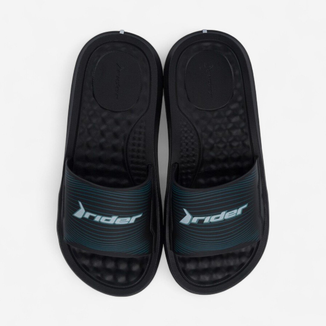 Chinelo Slide Rider Step Masculino Preto Preto/Verde