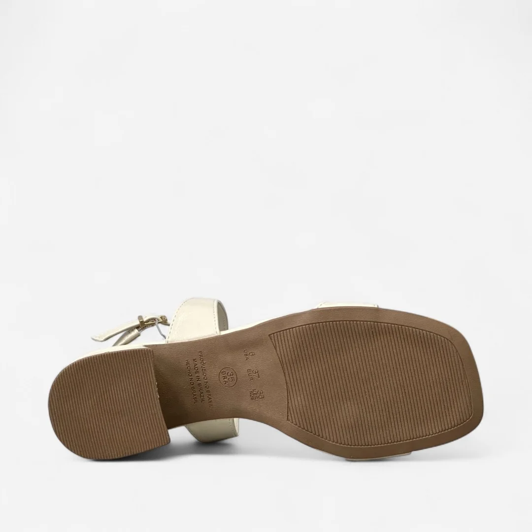 Sandália Di Valentini Salto Baixo Boho Off White Branco