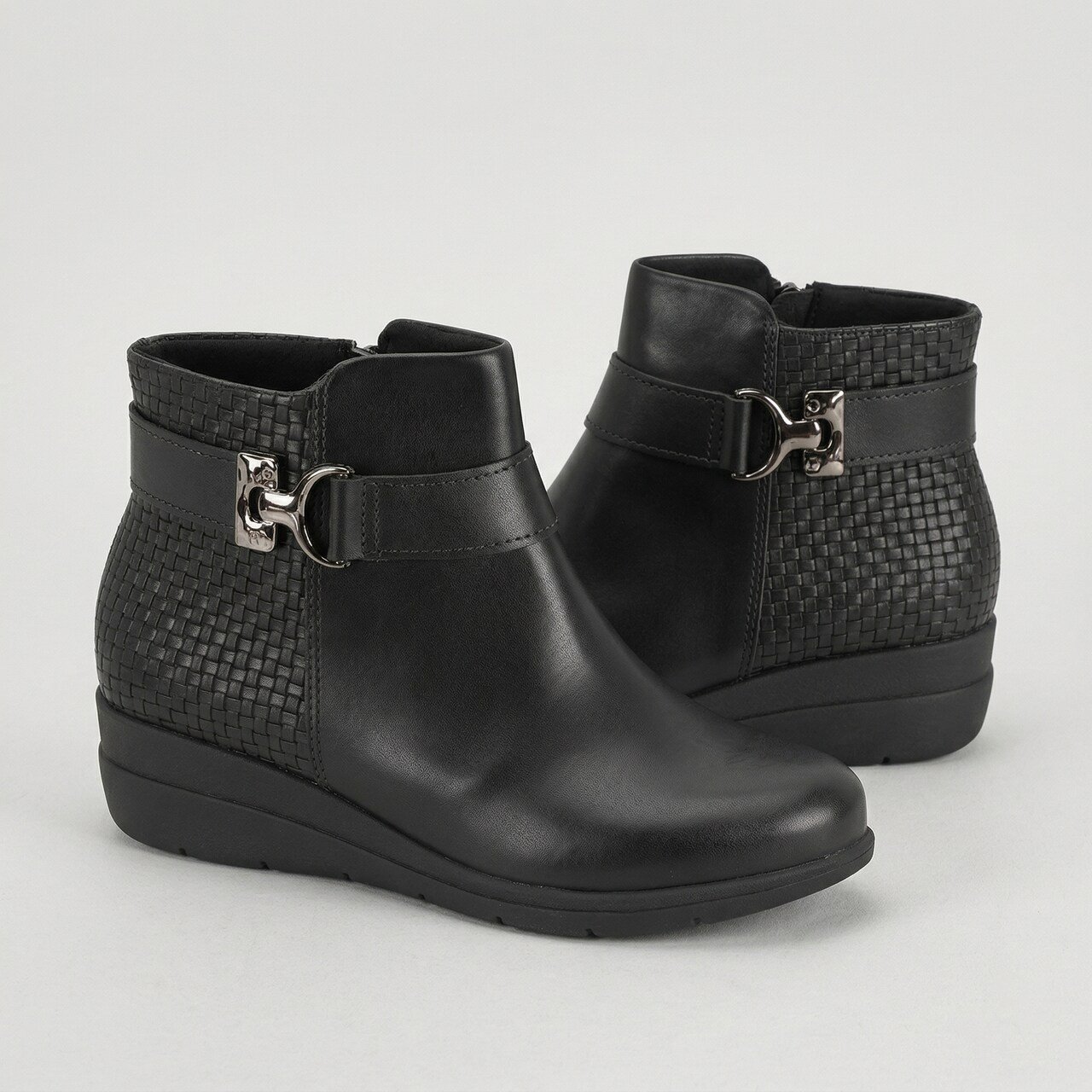 Bota Modare Anabela Cano Curto Preta Preto