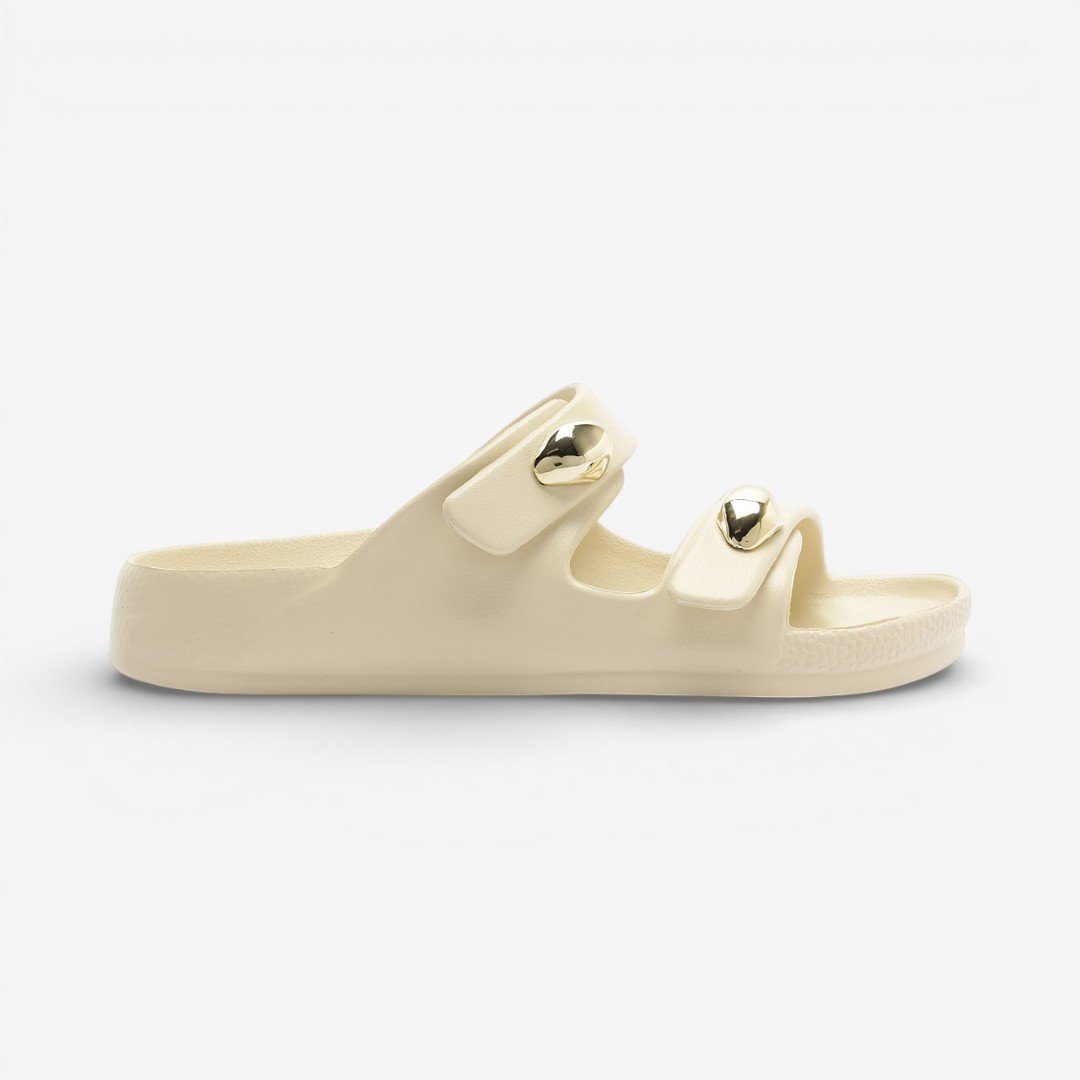 Chinelo Brizza Arezzo Slide Feminino Off White Bege