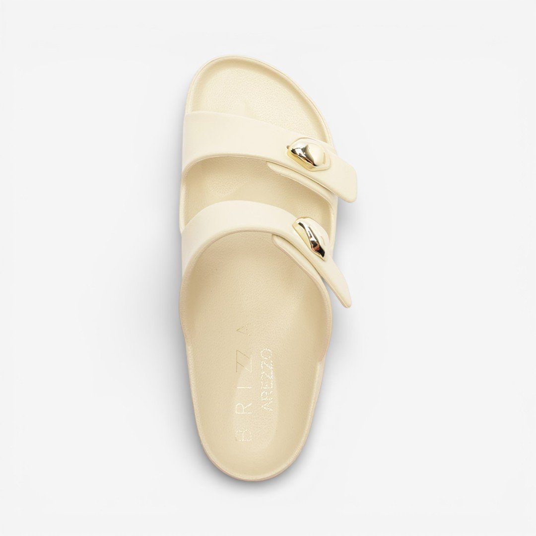 Chinelo Brizza Arezzo Slide Feminino Off White Bege