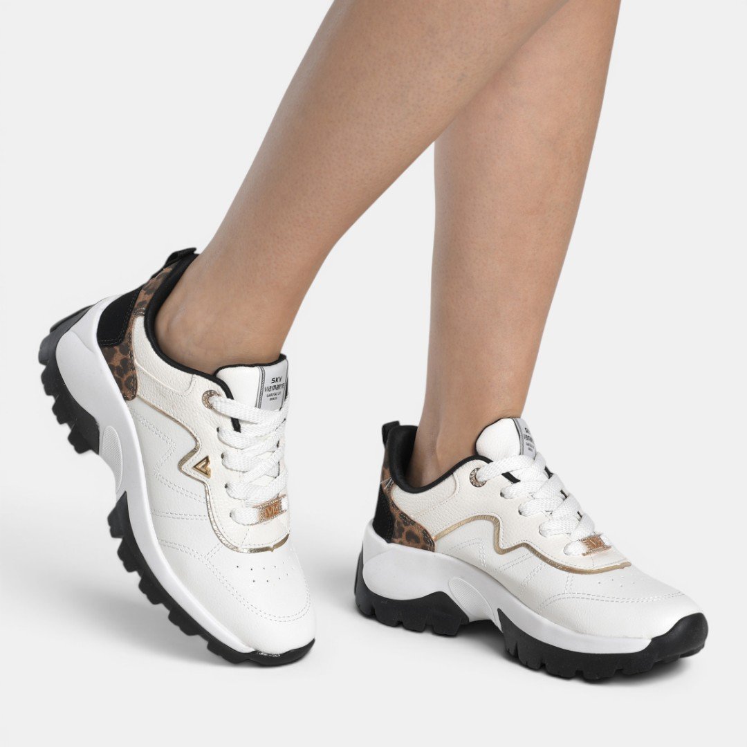 Tênis Via Marte Casual Branco com Preto Branco