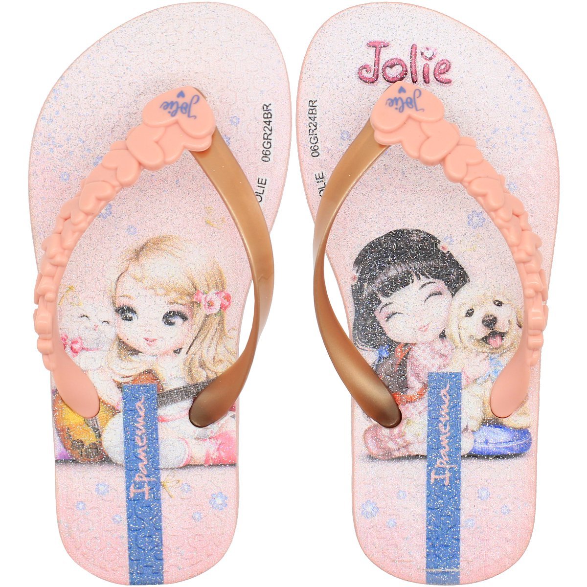 Chinelo de Dedo Infantil Ipanema Jolie II Corações Glitter Menina Rosa