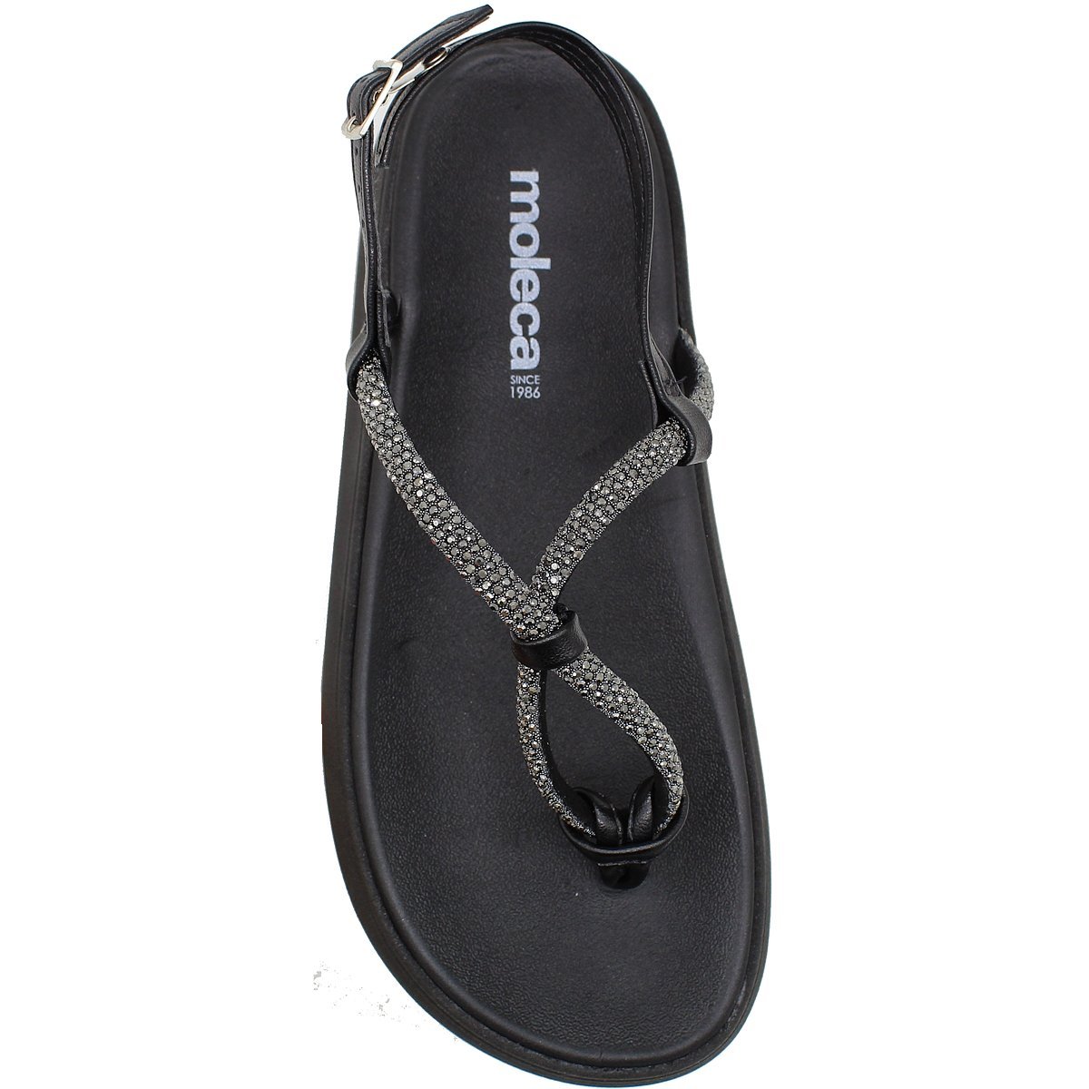Sandália Plataforma Moleca Diamond Tira Cruzada Fivela Feminina Preto