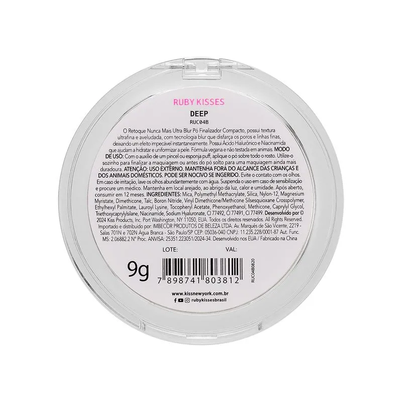 Pó Finalizador Compacto Ultra Blur Retoque Nunca Mais Deep 9g - Ruby Kisses Deep