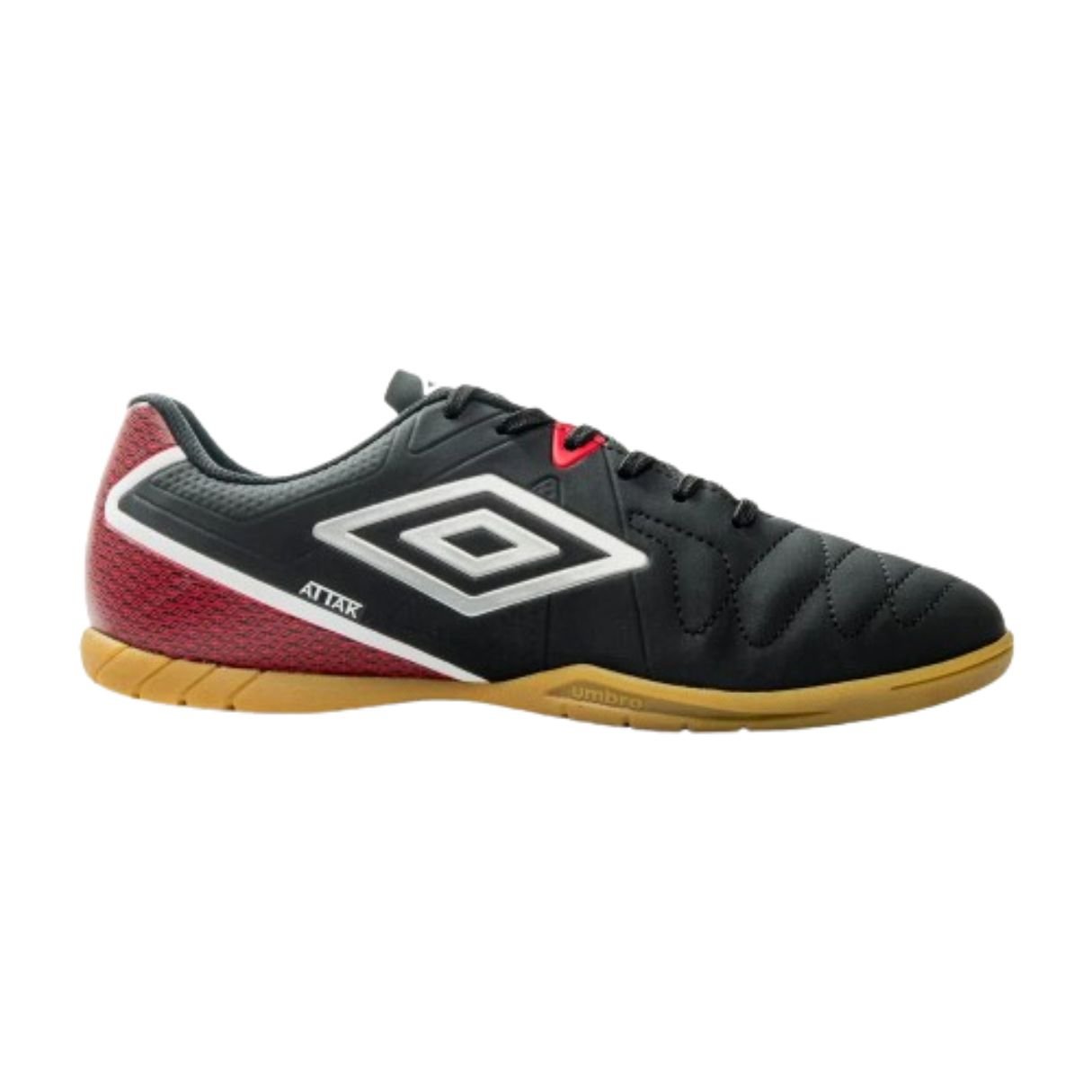Chuteira Umbro Attak Eternal Futsal Indoor Masculina Preto Prata Vermelho Preto/Prata/Vermelho