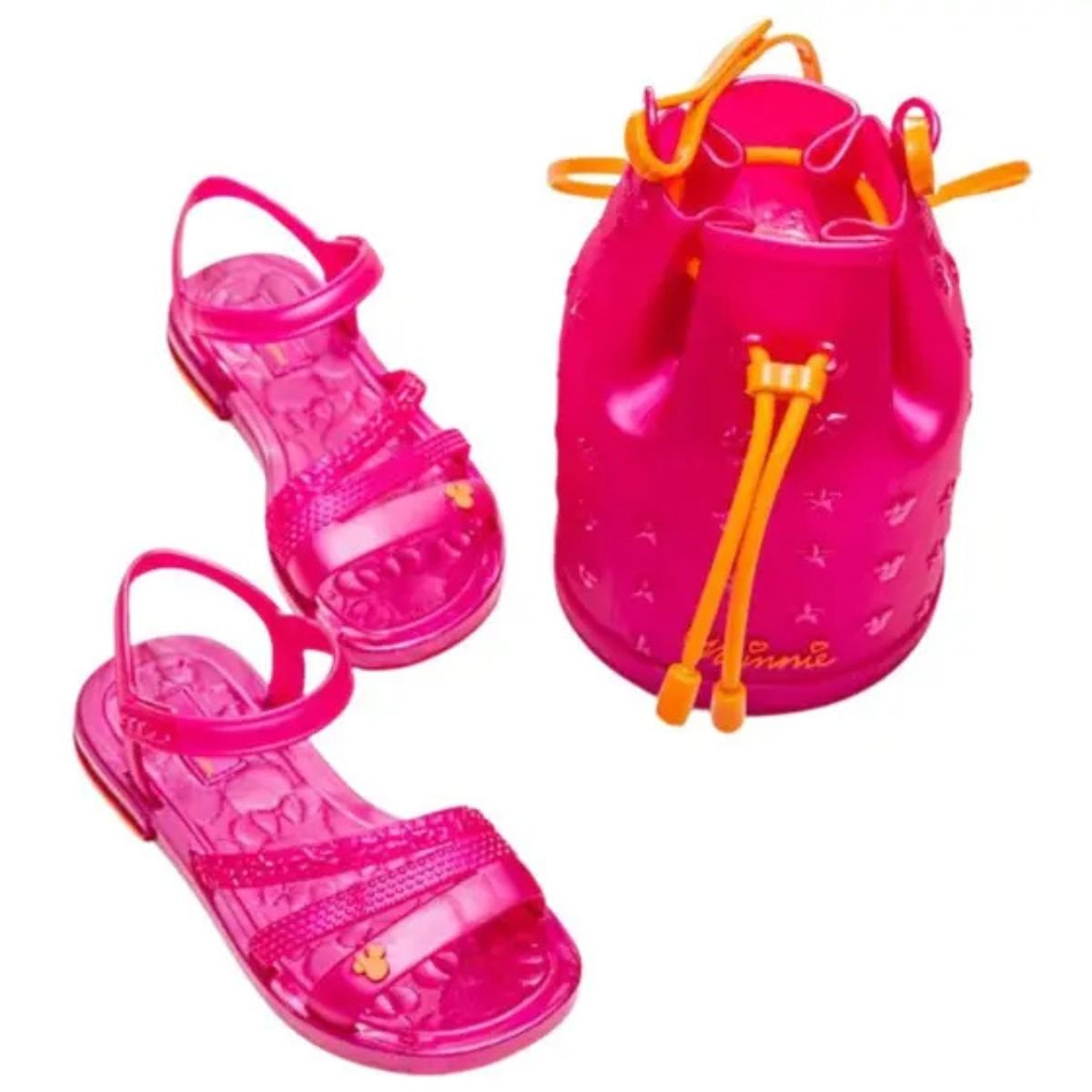Sandália Grendene Infantil Meninas Minnie Style Bag Rosa Perolado Rosa ...
