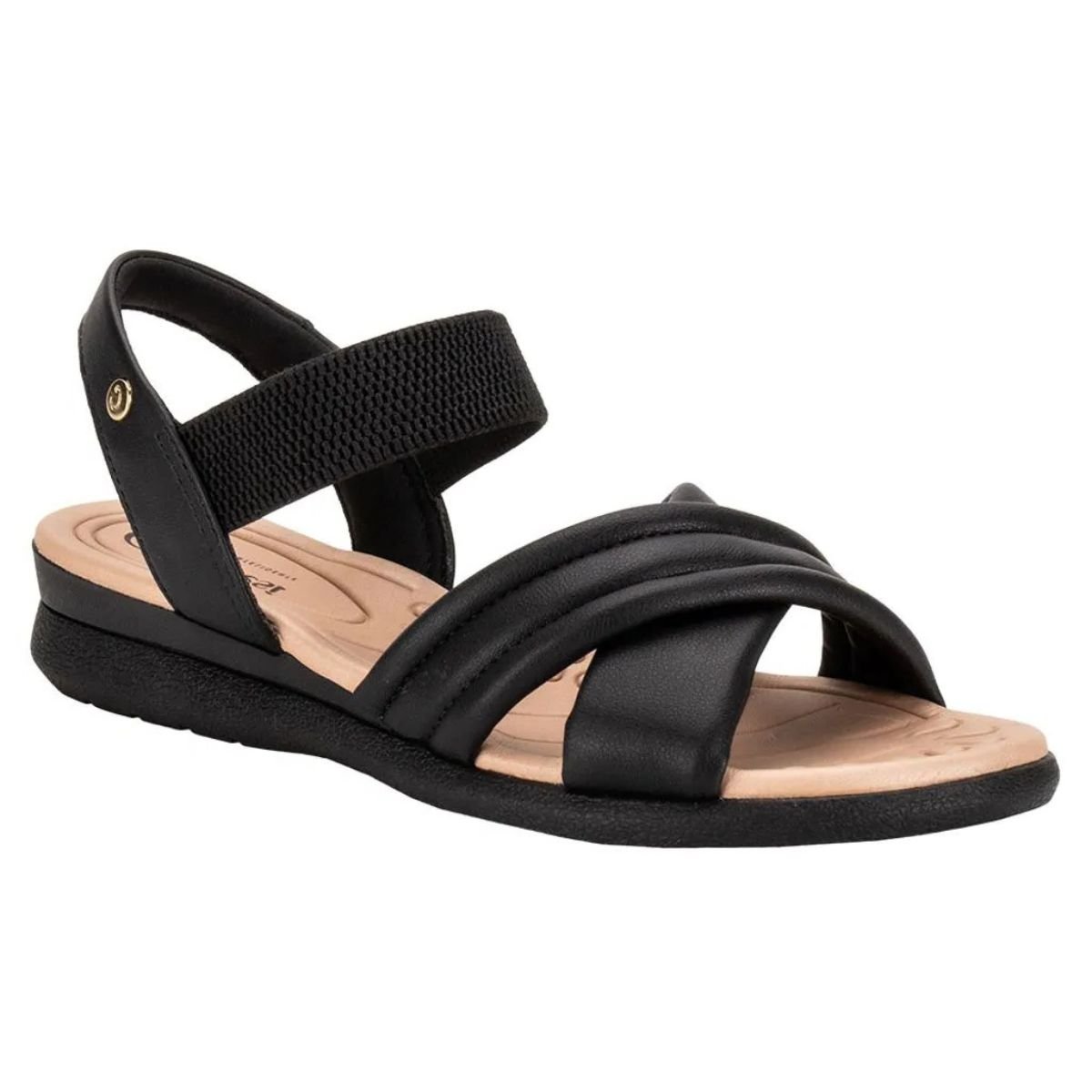 Sandália Campesi Salto Anabela Baixo Ultraconforto Feminina Preto ...