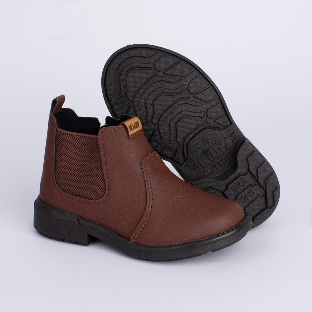 Bota Coturno Kidy Max Cano Curto Chelsea Marrom Marrom