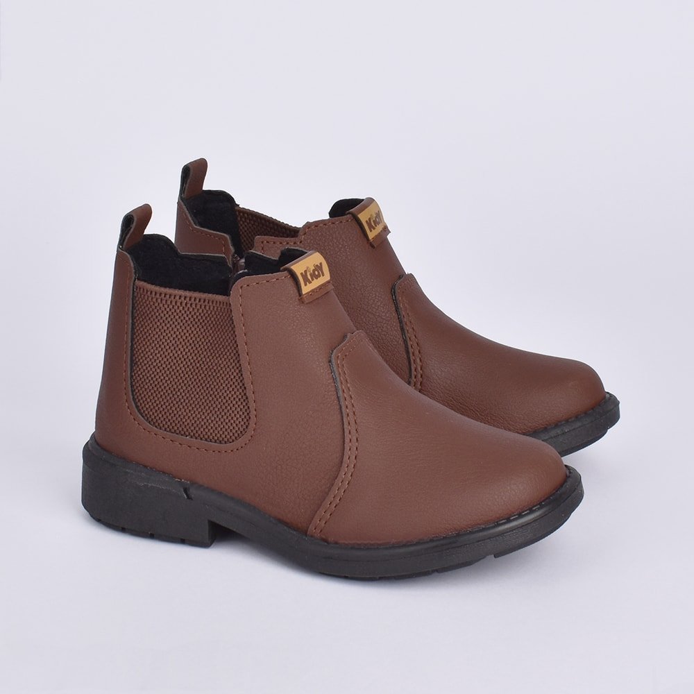 Bota Coturno Kidy Max Cano Curto Chelsea Marrom Marrom