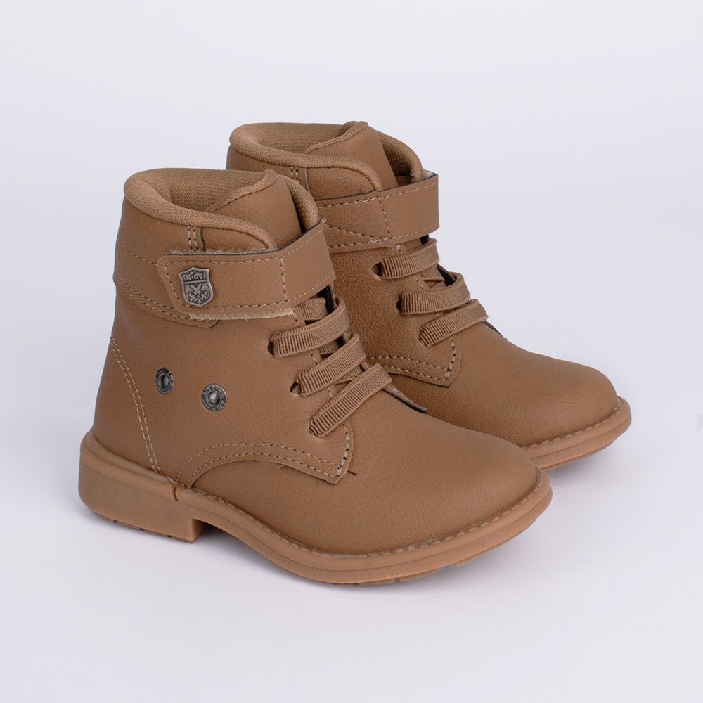 Bota Coturno Kidy Max Cano Curto Bege Caramelo Caramelo