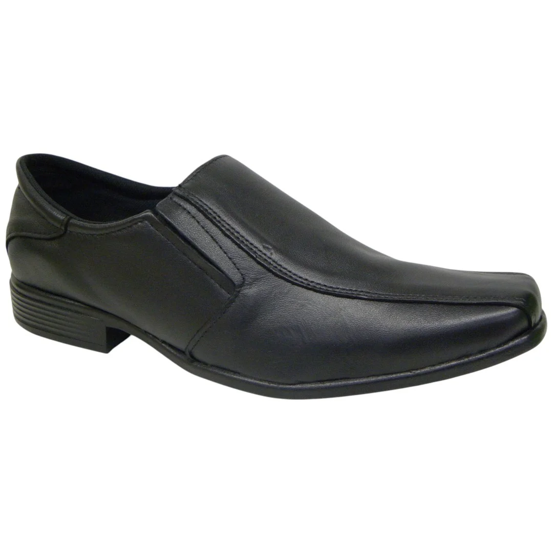 Sapato Social Masculino Sem Cadarço Bico Quadrado Couro 601 Preto