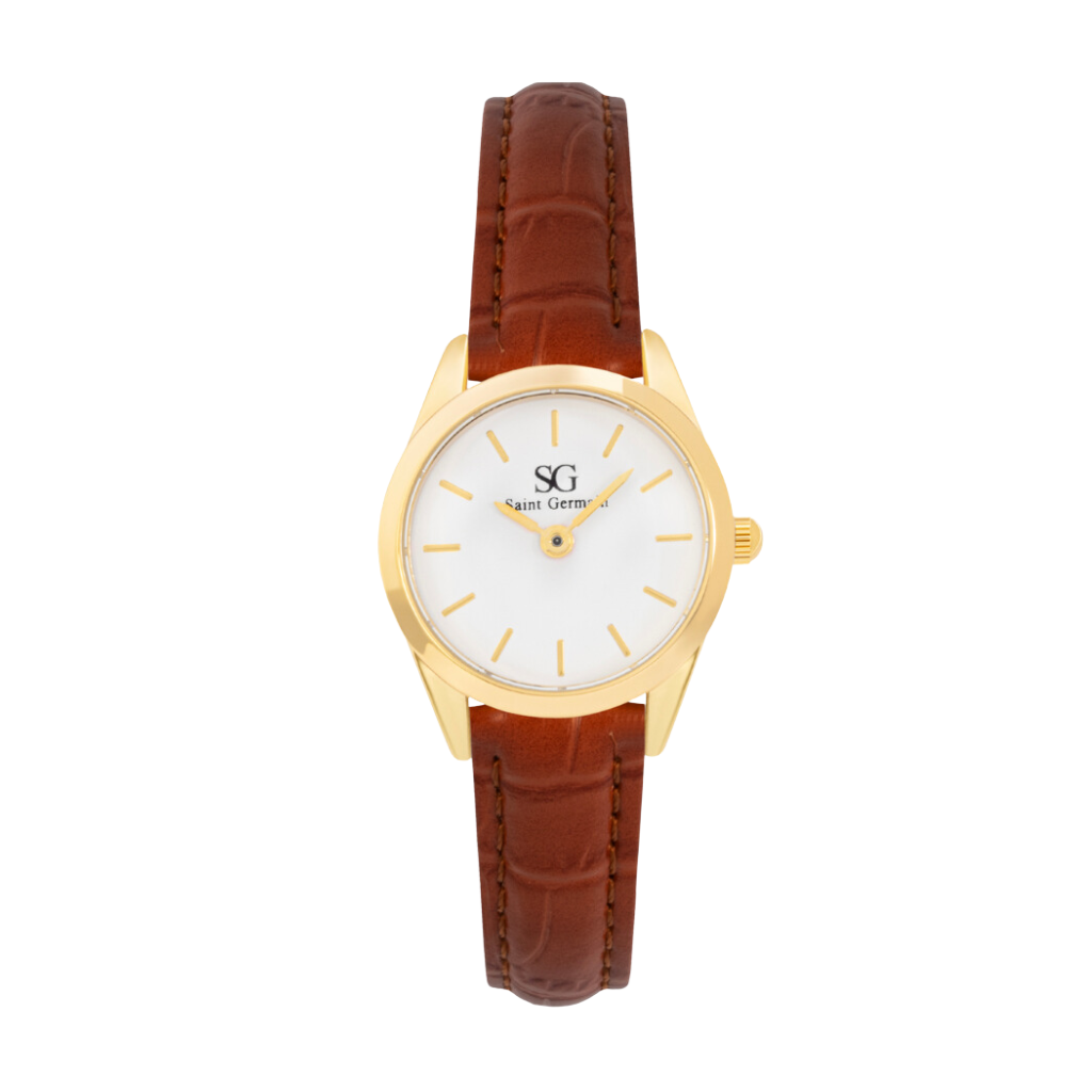 Relógio Feminino Mini Belle Bronx Pulseira de Couro Marrom Fundo Branco ...