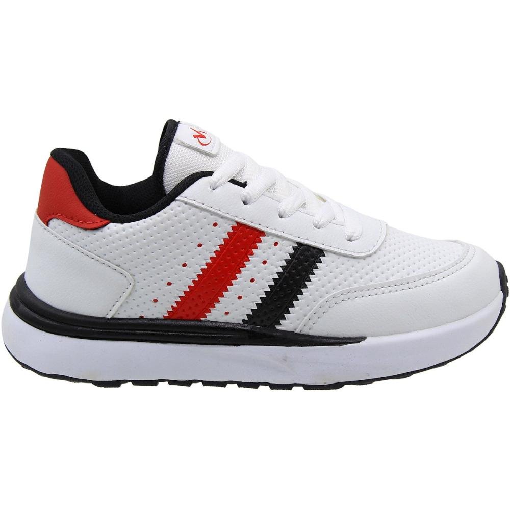 Tênis Esportivo Infantil Menino Via Vip Perfuros Leve Resistente Branco