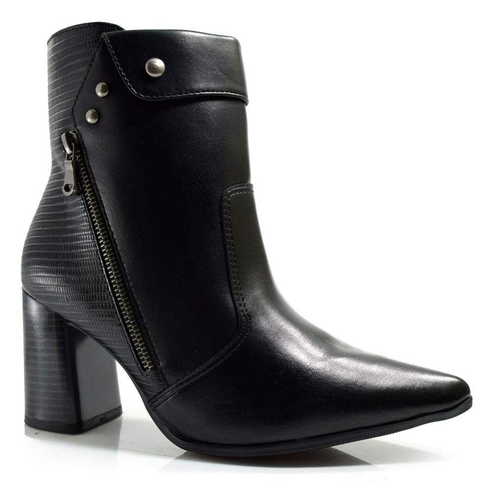 Ankle Boots de Salto Bloco Ramarim 2558131 Preto