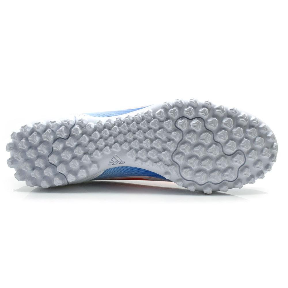 Chuteira Society Adidas F50 IF1348 Branco/Azul/Laranja