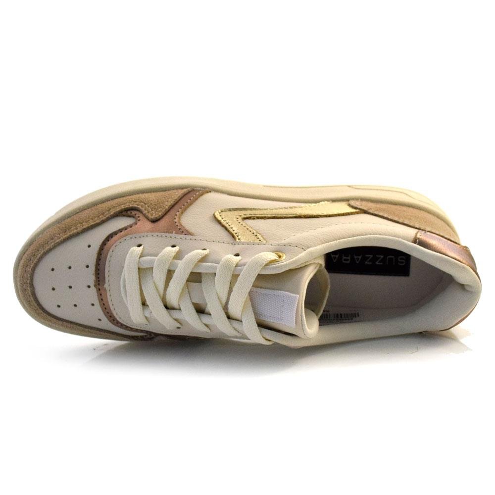 Tênis de Couro Feminino Suzzara 47008 Bege