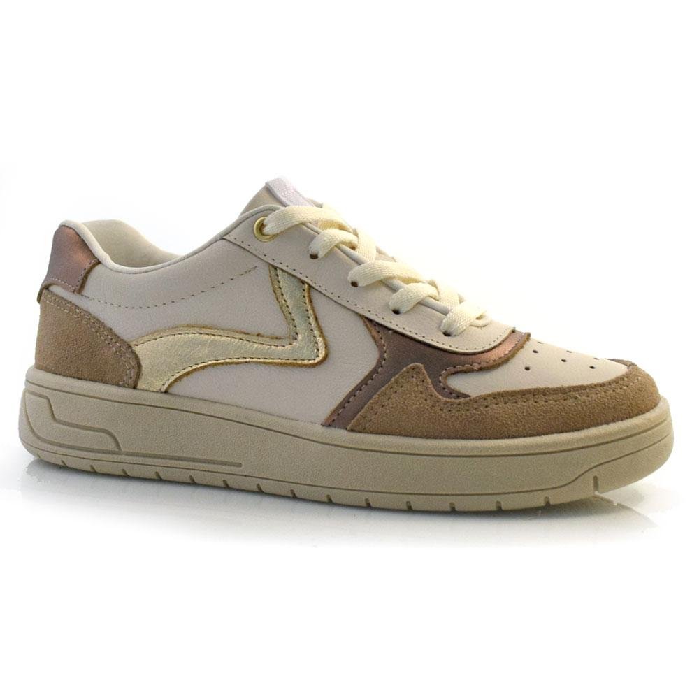 Tênis de Couro Feminino Suzzara 47008 Bege