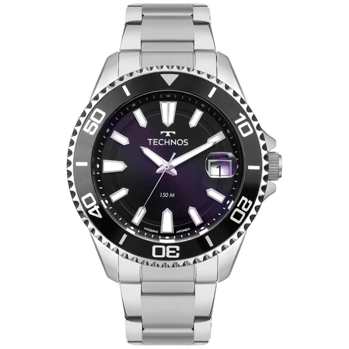 Relógio Masculino Technos Original 2415EH1P Pulseira Metal Prata Prata