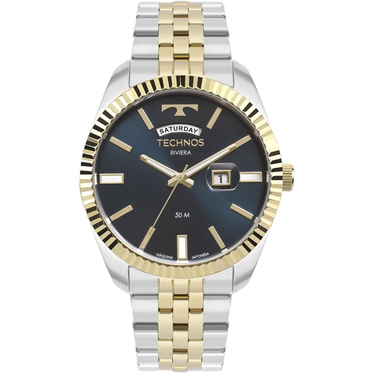 Relógio Masculino Technos Original 2350AM1A Pulseira Metal Prata Prata ...