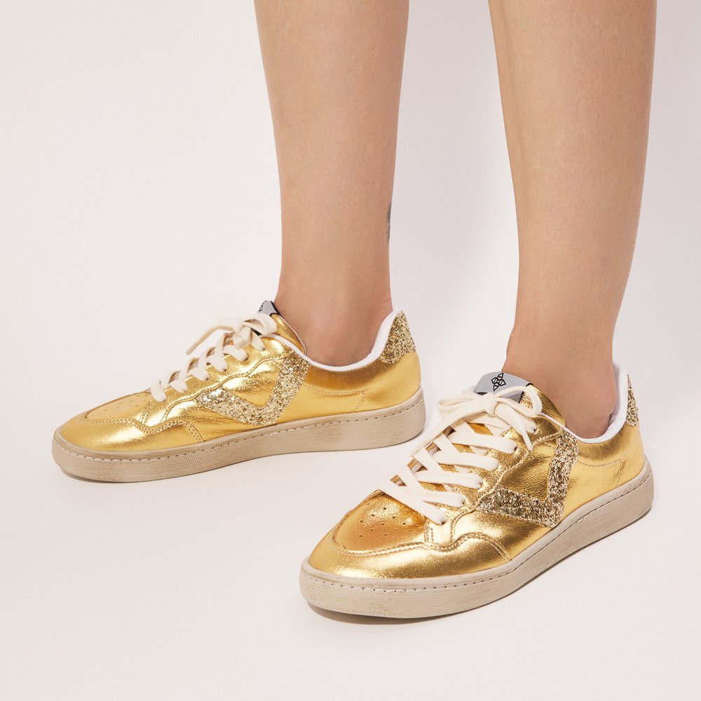 TÊNIS DI VALENTINI BELL COURO Dourado