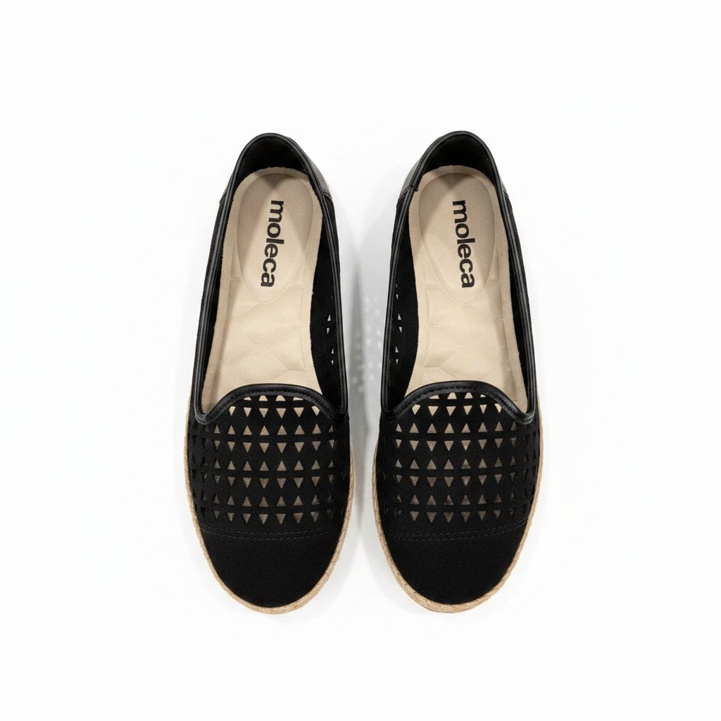 Sapatilha Moleca Slip on Preto Conforto Flexivel Feminino Preto