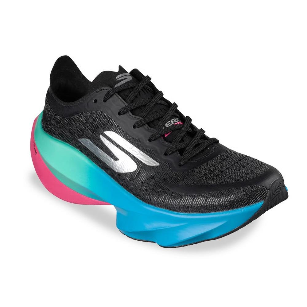 Tênis de Corrida Skechers SKX Aero Tempo Feminina Preto/Multicolor