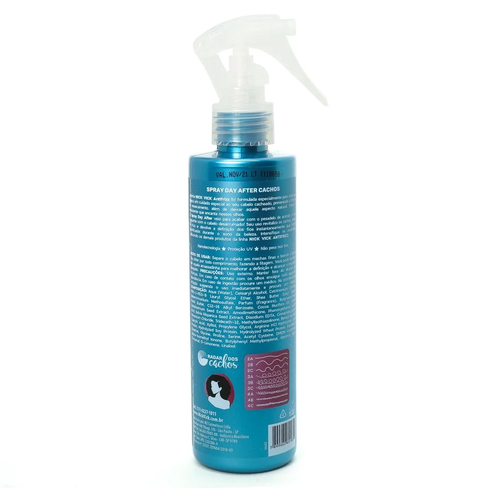Spray Day After Cachos Nick Vick Antifrizz 200ml Cabelos Cacheados 200ml