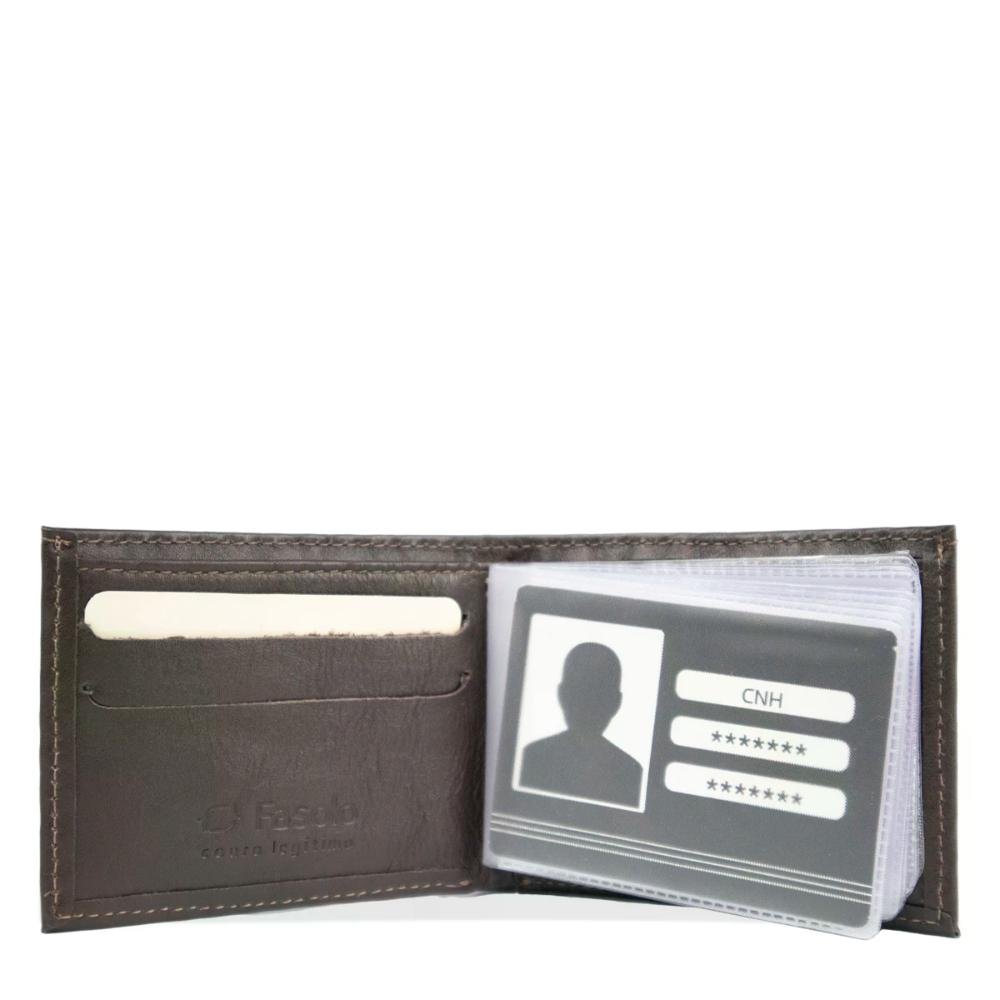 Carteira Masculina de Couro Slim Fasolo Café