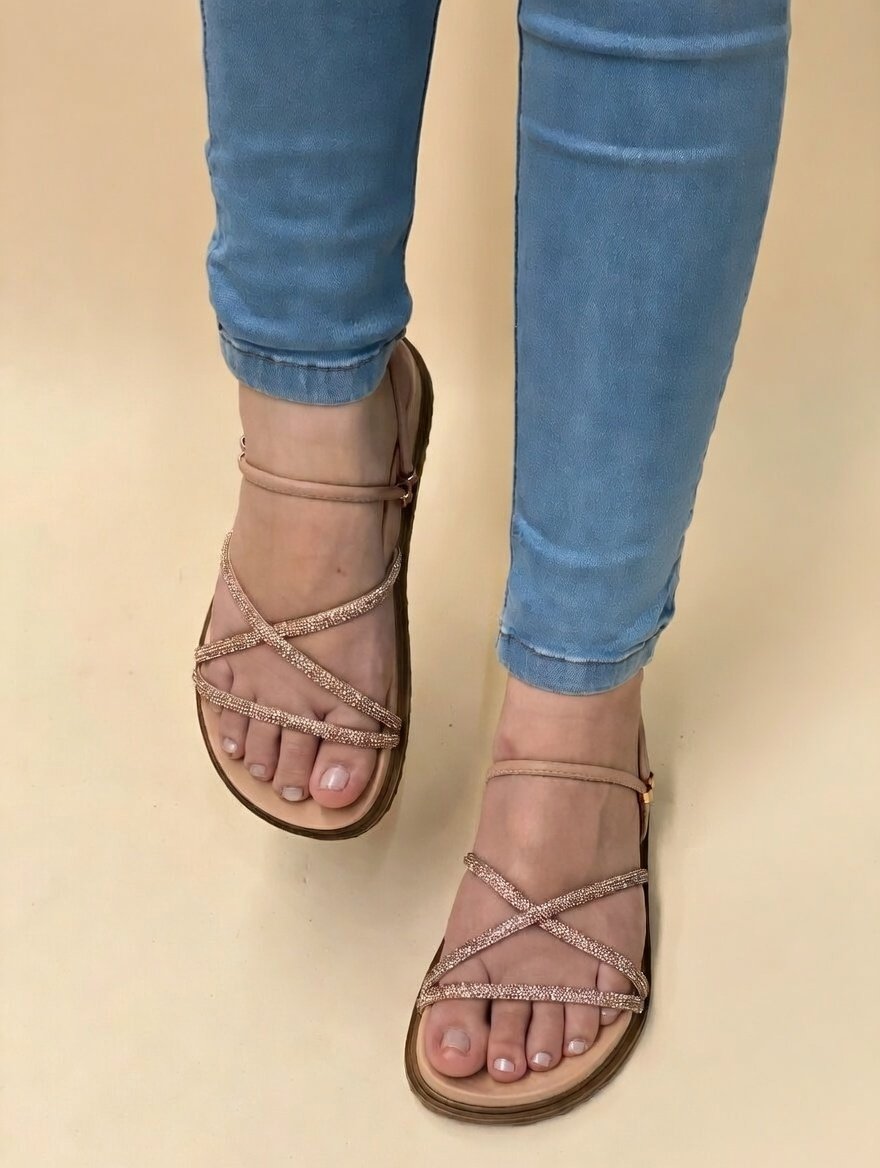 Sandalia D Bell Outlet Fashion Star Cross Dourado
