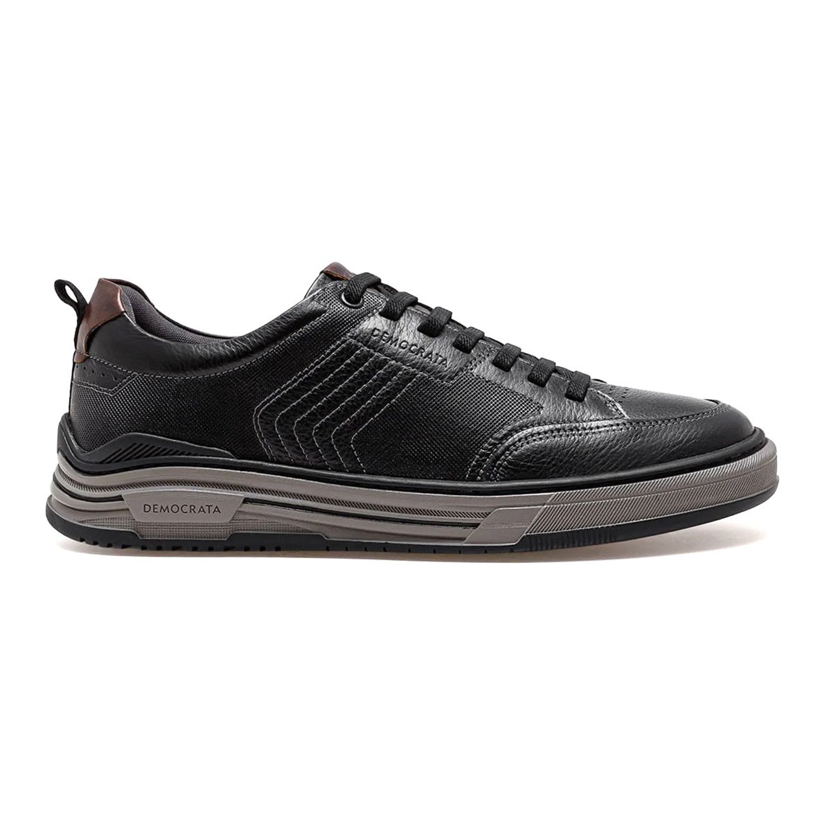 Sapatenis Masculino Democrata Couro Dylan Navy Preto