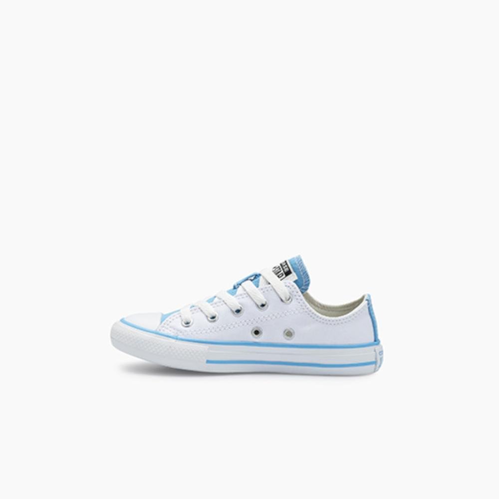 Tênis Juvenil Chuck Taylor All Star Stitch Cano Baixo Branco Branco/Azul