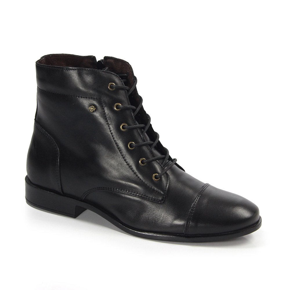Bota Feminina LUN688E Couro Preto Preto