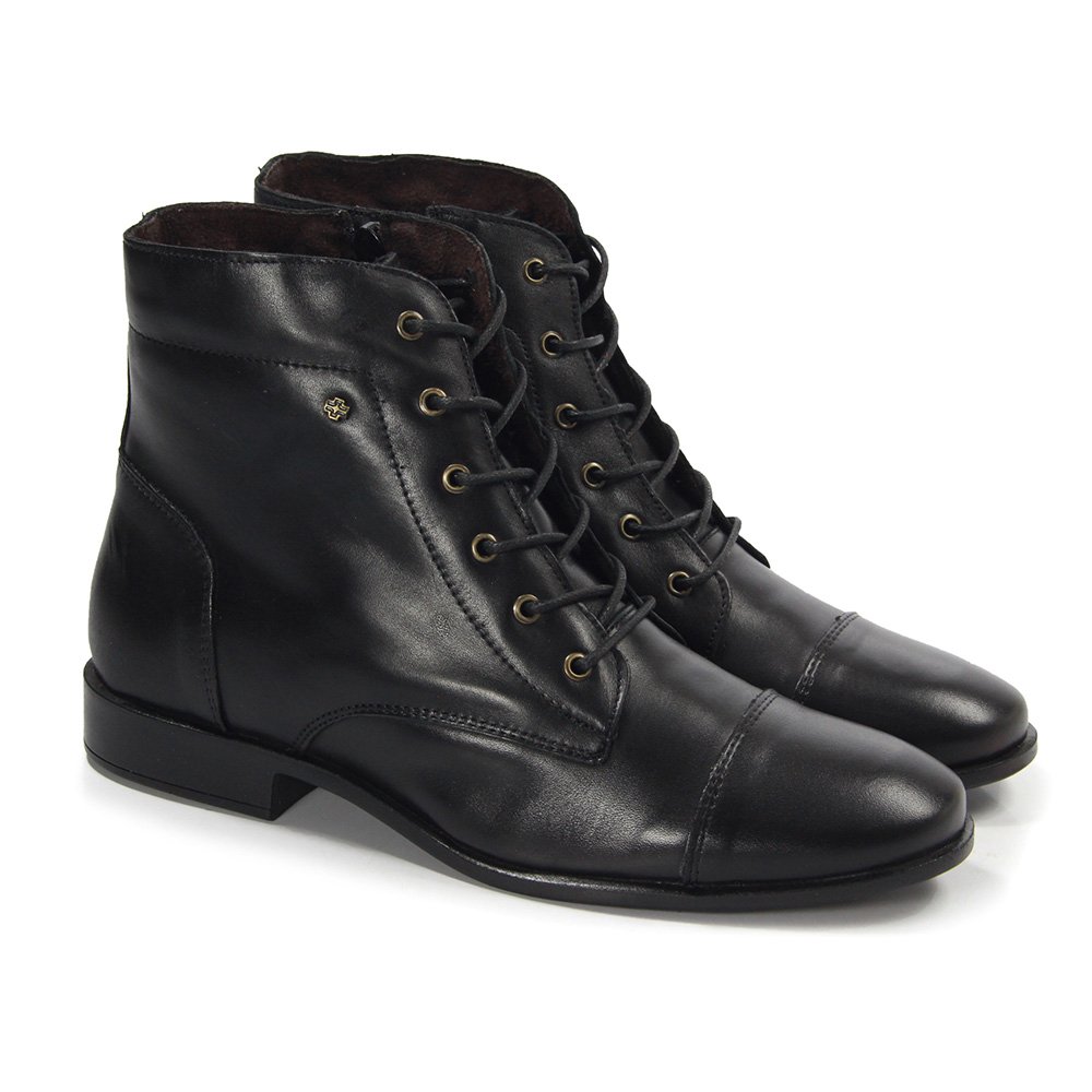Bota Feminina LUN688E Couro Preto Preto