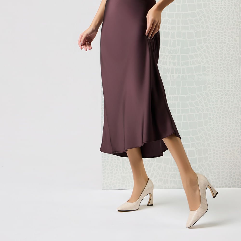 Scarpin Croco Panna - 81100002 Panna