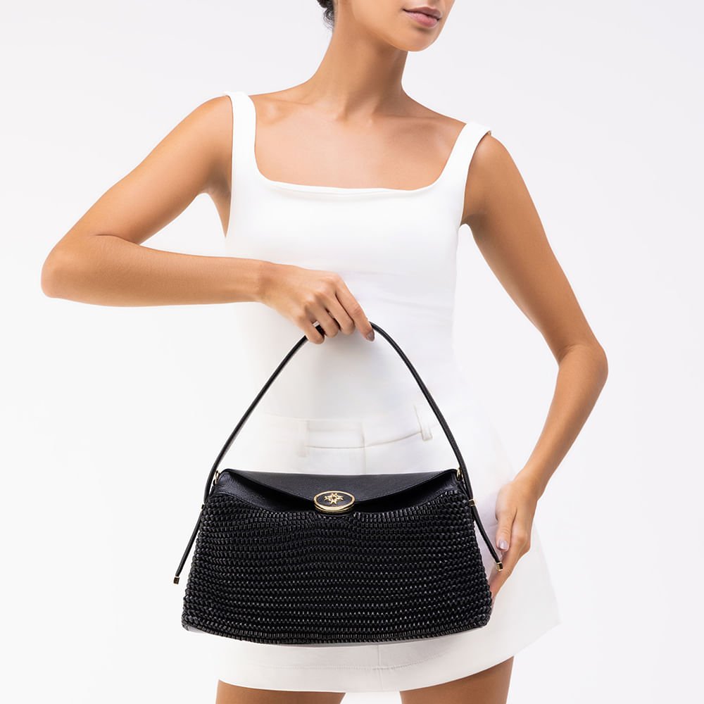 Bolsa Hobo Média Madras Preto - 2000738 Preto
