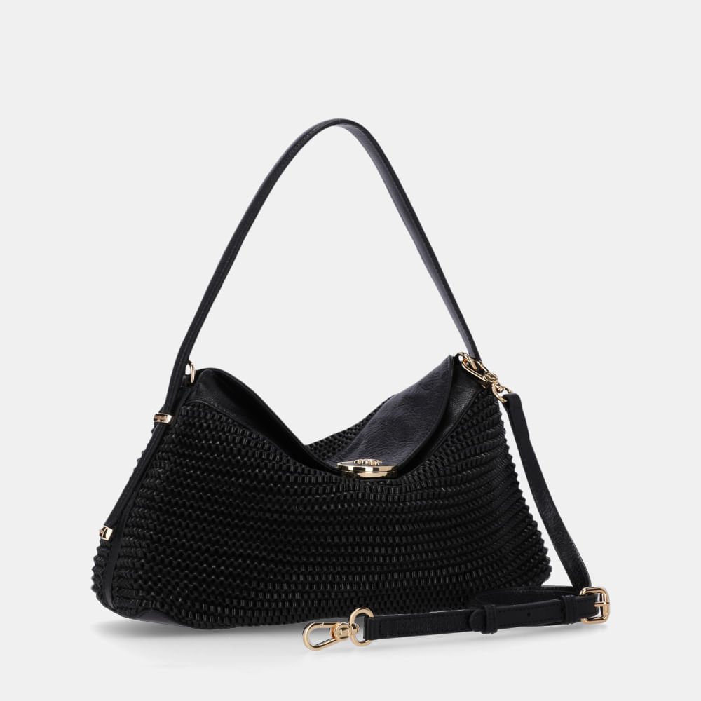 Bolsa Hobo Média Madras Preto - 2000738 Preto